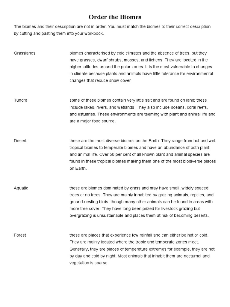 Order The Biomes Year 9 Geography | Download Free PDF | Tropics | Grassland
