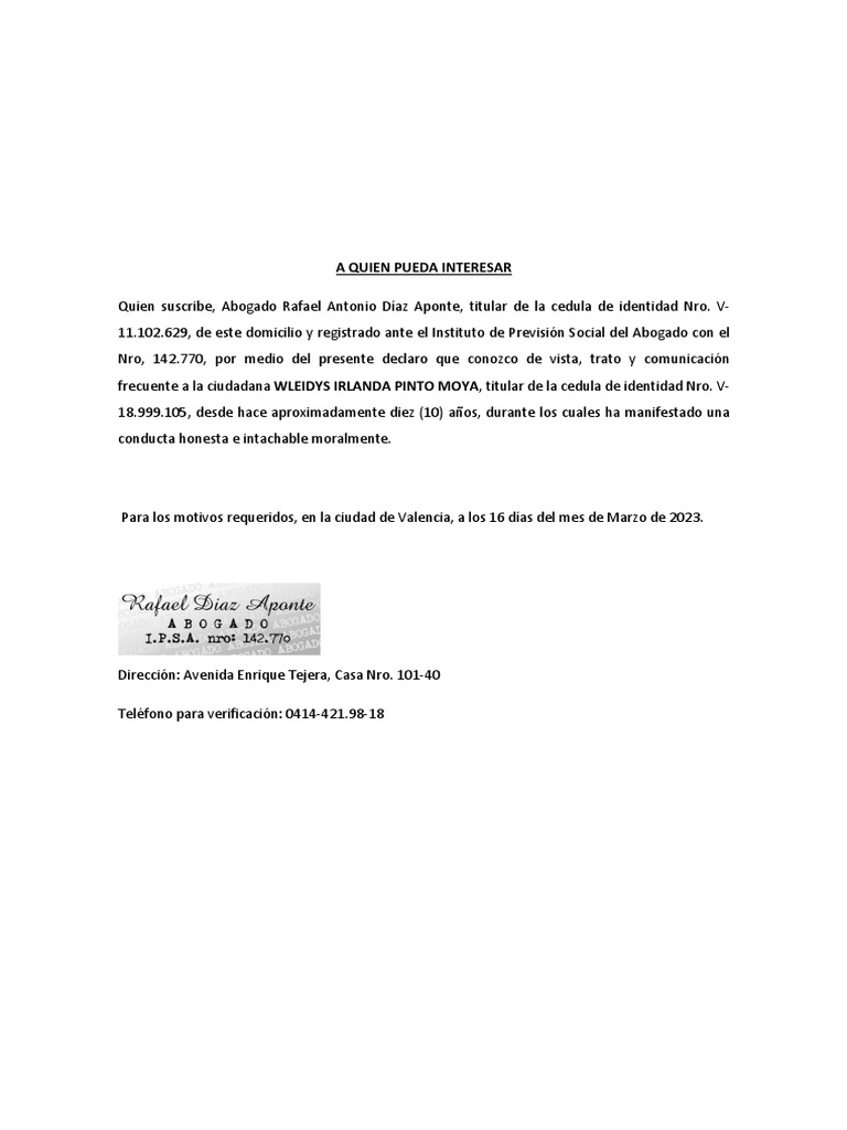 A Quien Pueda Interesar | PDF