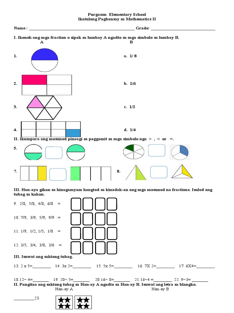 Third Quarter Test Math 2 Pdf