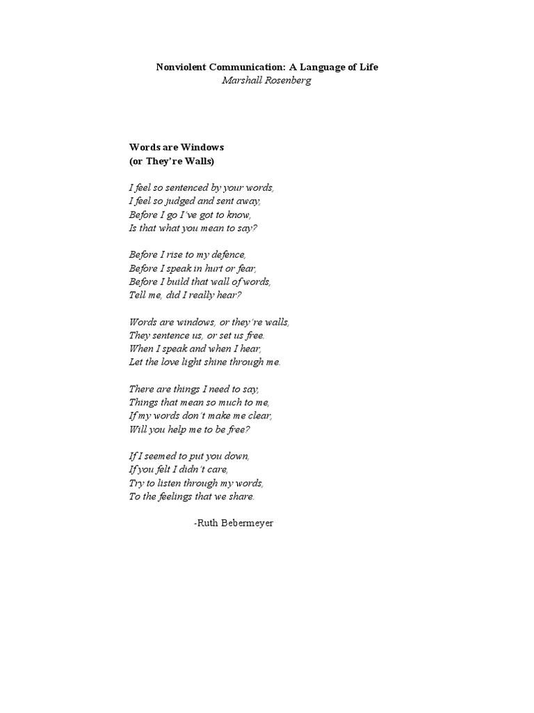 Nonviolent Communication: A Language of Life: - Ruth Bebermeyer | PDF