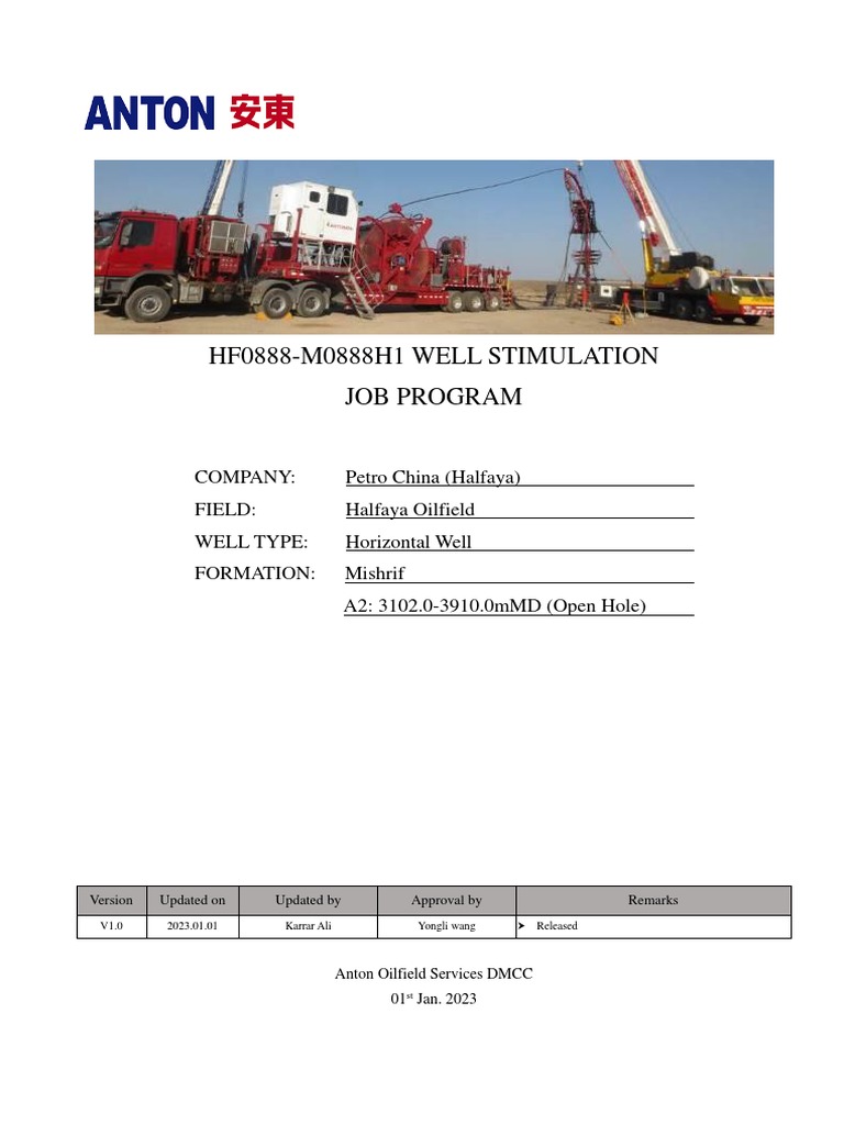 Well Stimulation Job Program | PDF | Casing (Borehole) | Chemical ...