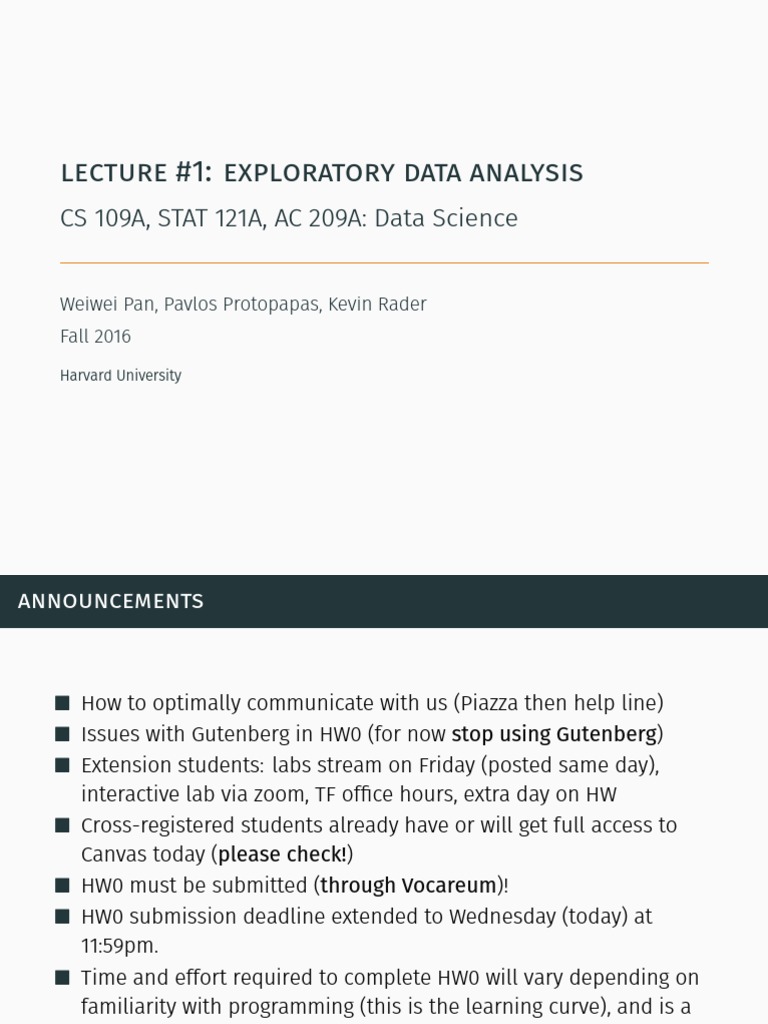 CS109a Lecture1 | PDF | Histogram | Mean