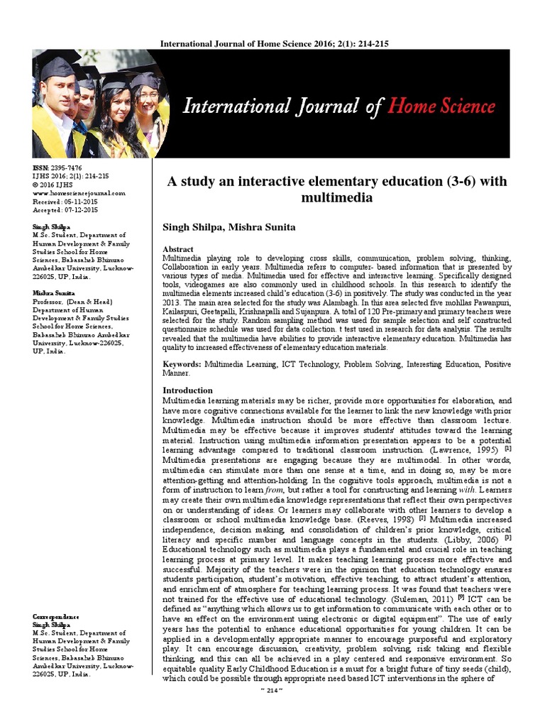 A Study An Interactive Elementary Education (3-6) With Multimedia | PDF | Educational Technology ...