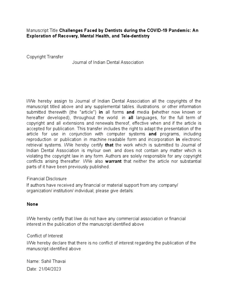 Copyright Form | PDF