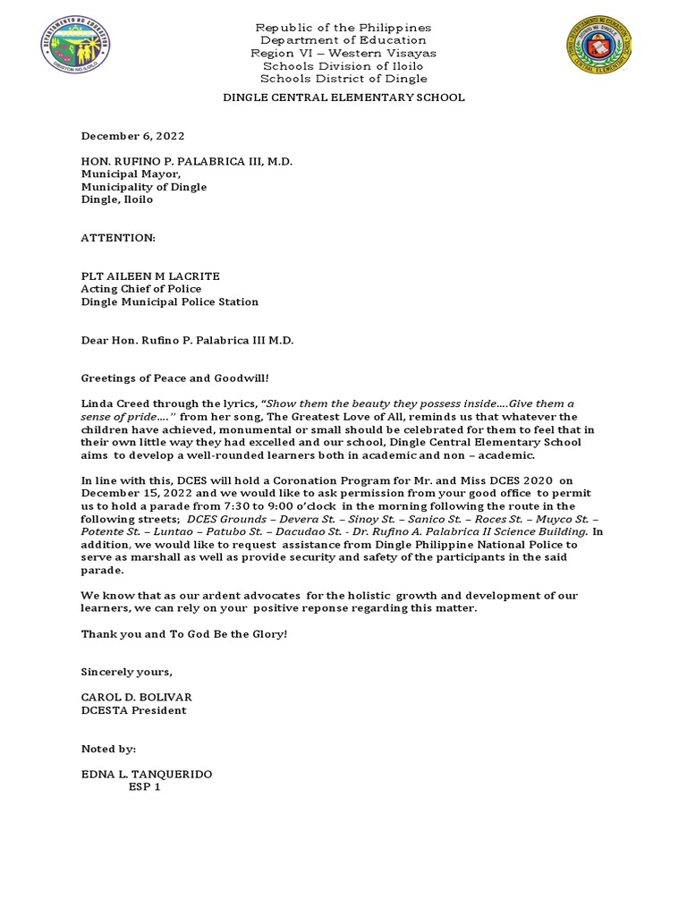 Letter of Parade Coronation | PDF