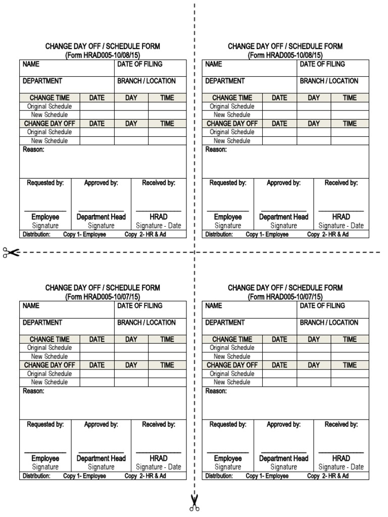 Change Day Off Request Form | PDF | Career & Growth | Finance & Money ...