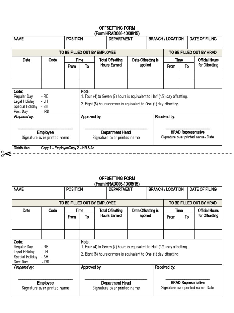 Employee Offsetting Form | PDF | Business | Finance & Money Management