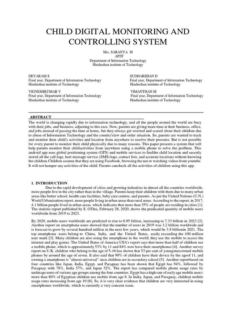 Child Digital Monitoring and Controlling System | PDF | Smartphone ...