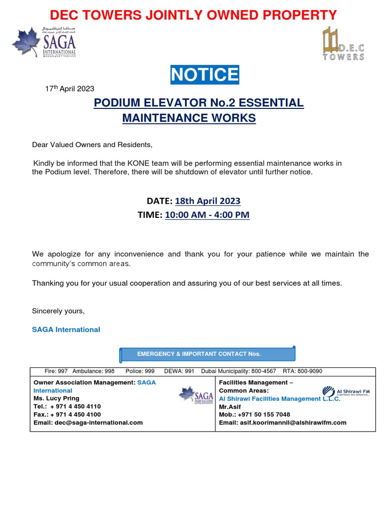 PODIUM LIFT No.2 RECTIFICATION WORKS | PDF