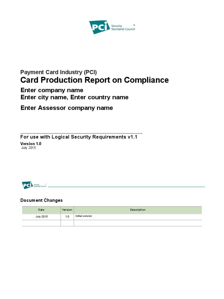 PCI CP v1 1 ROC Reporting Template Logical Form | Download Free PDF ...