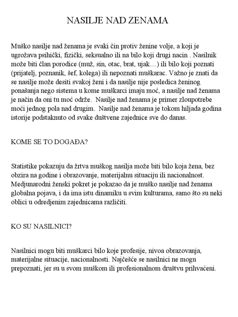 Nasilje Nad Zenama | PDF