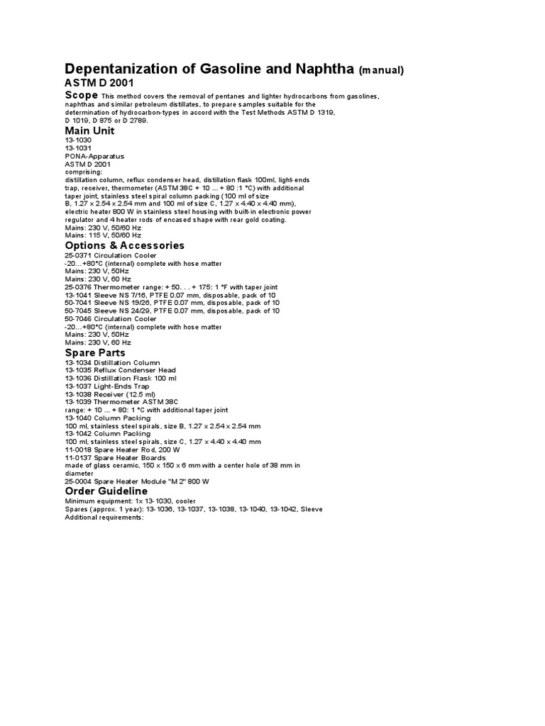 Depentanization of Gasoline and Naphtha | PDF