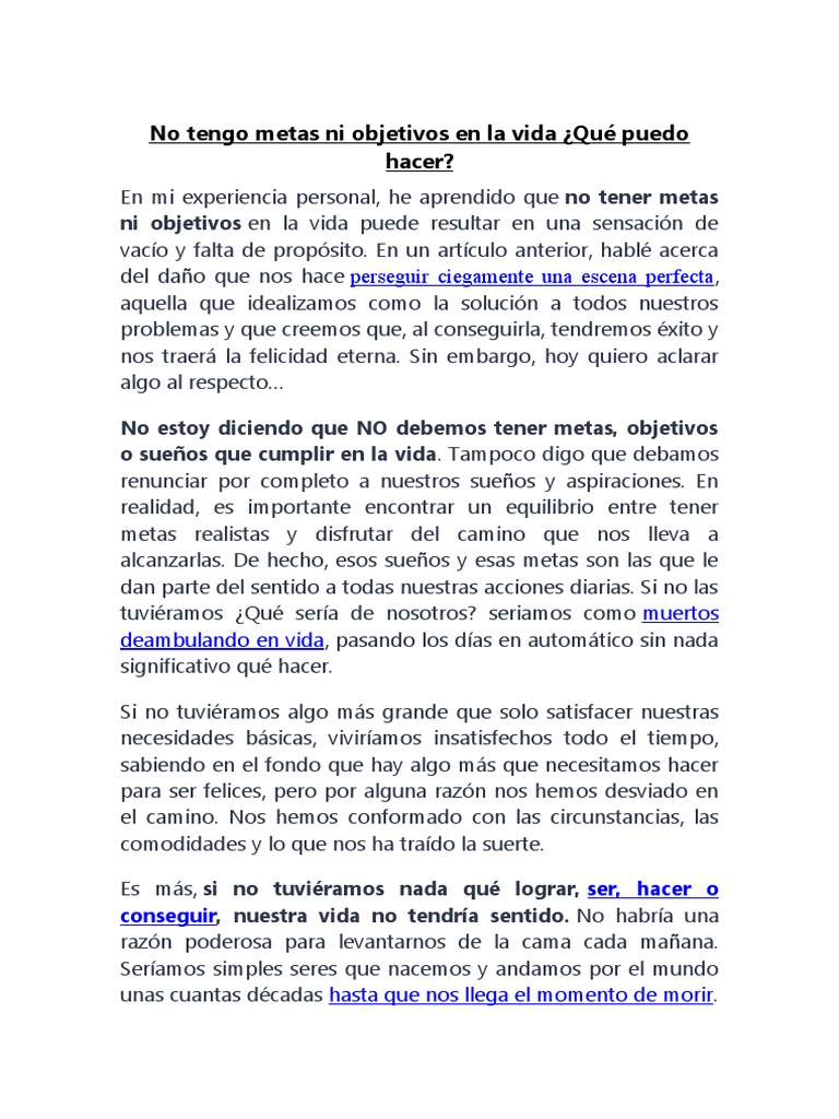 No Tengo Metas Ni Objetivos en La Vida | PDF | Felicidad | Vida