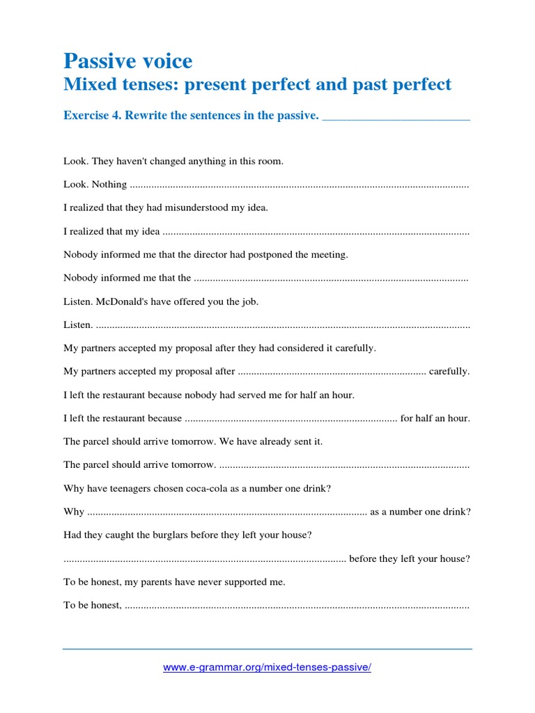 Mixed Tenses Passive Exercise 4 | PDF