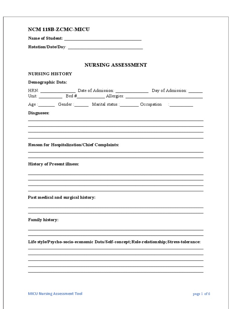 MICU Nursing Assessment: A Comprehensive Review of a Patient's Medical ...