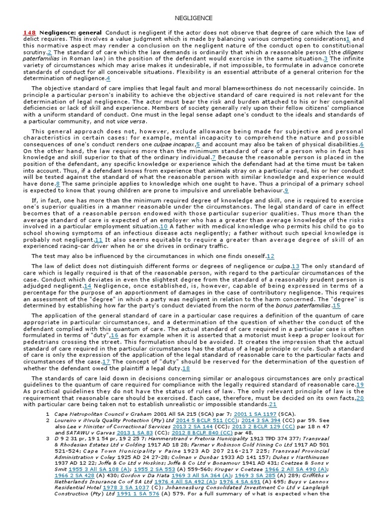 148 Negligence - General Conduct Is Negligent If The Actor Does Not ...