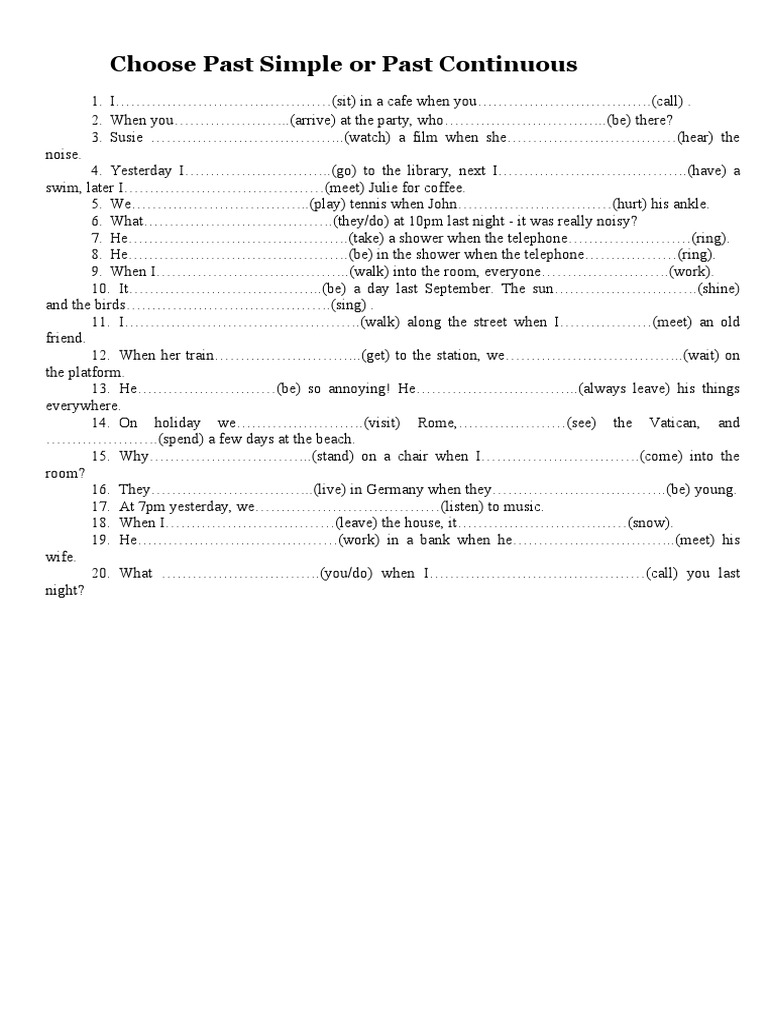 Choose Past Simple or Past Continuous | PDF