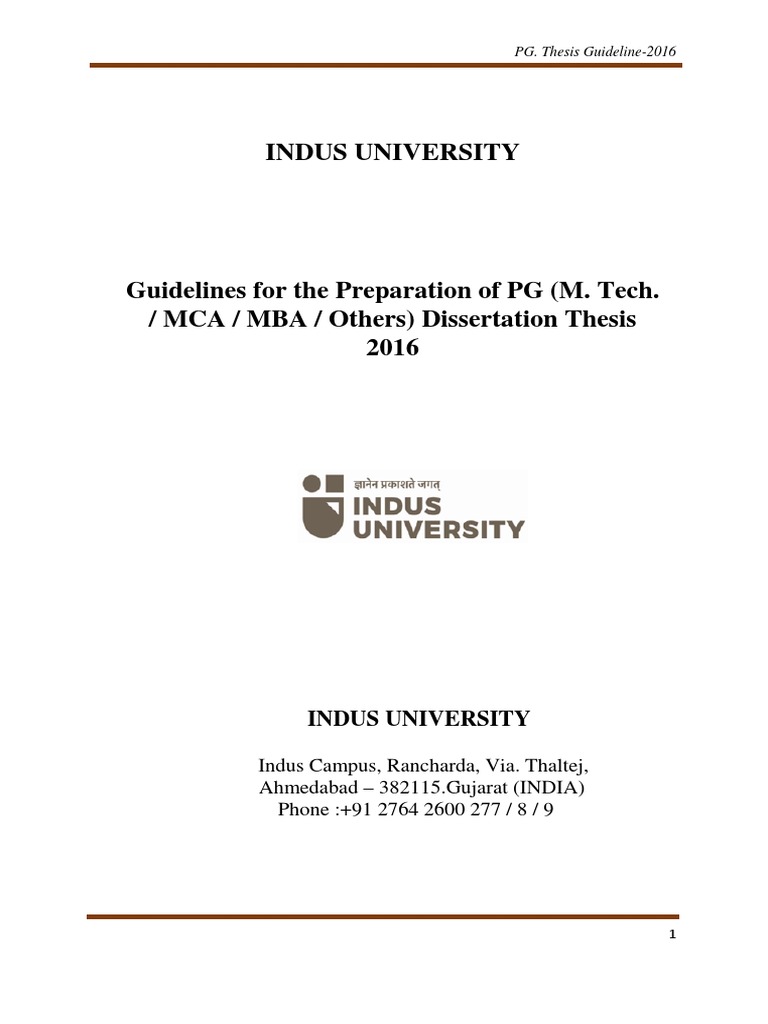 Guidelines For The Preparation Of Pg Dissertation Thesis Pdf Thesis Written Communication