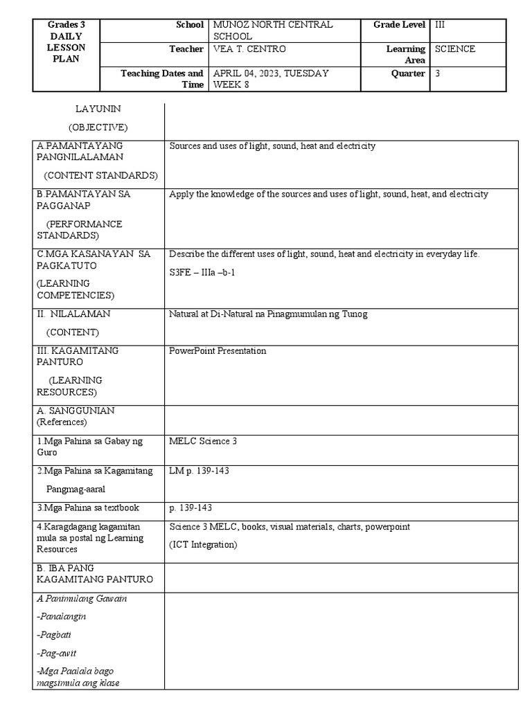 Science 3 Week 8 Day 1 | PDF