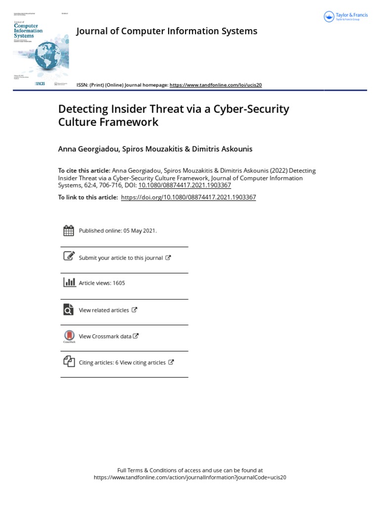 Detecting Insider Threat Via A Cyber Security Culture Framework Download Free Pdf Computer