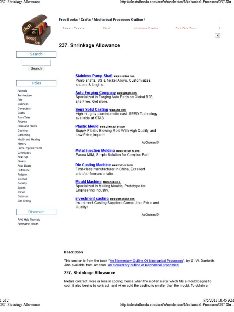 Shrinkage Allowance: Search | PDF | Casting (Metalworking) | Steel