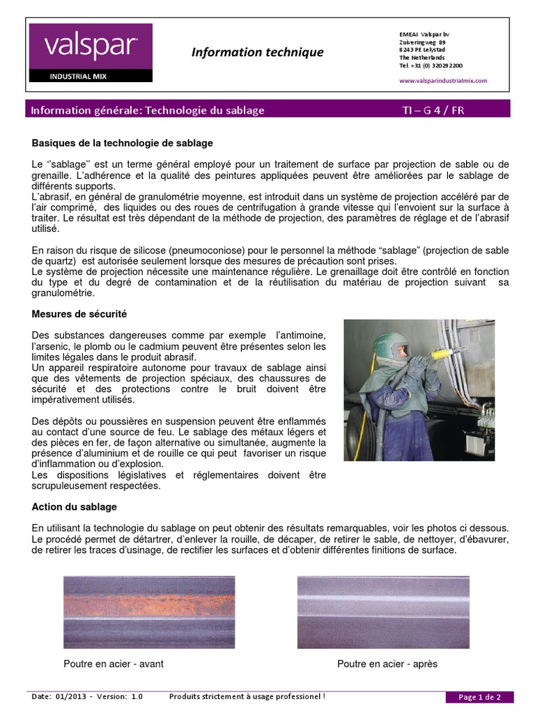 Techniques de Sablage et Sécurité | PDF