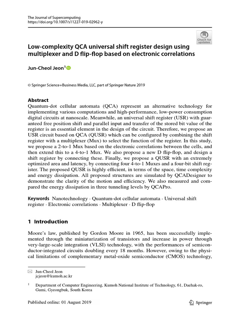 Low Complexity QCA Universal Shift Register Design Using Multiplexer and D Flip Flop Based On ...