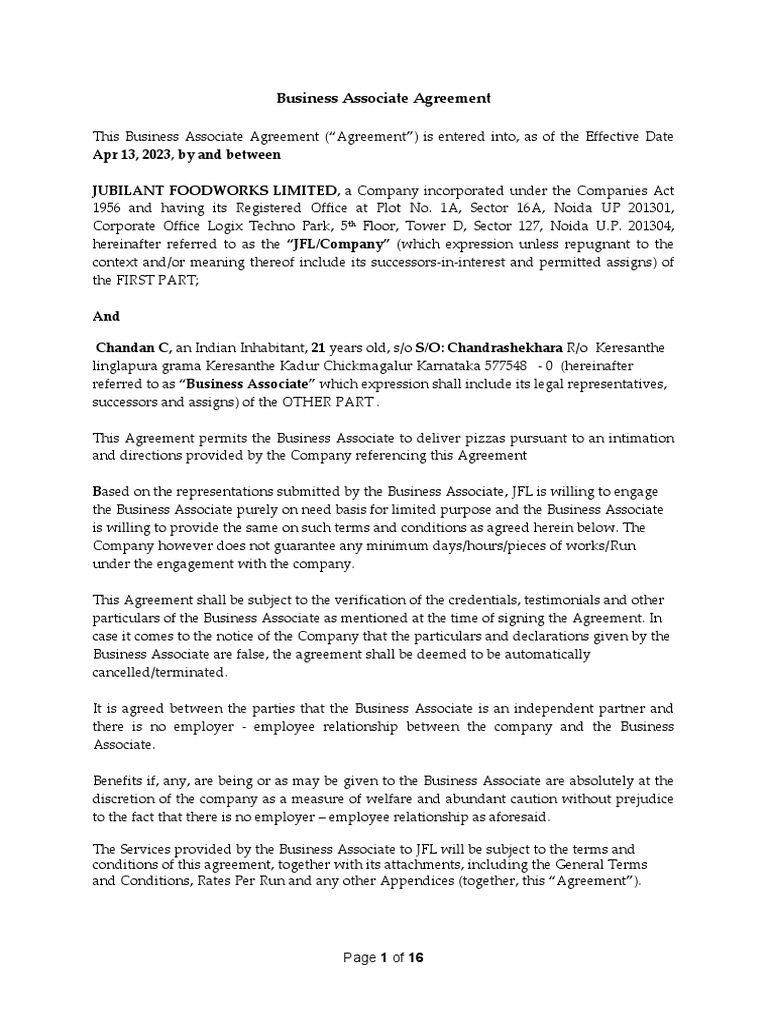 Business Associate Agreement | PDF