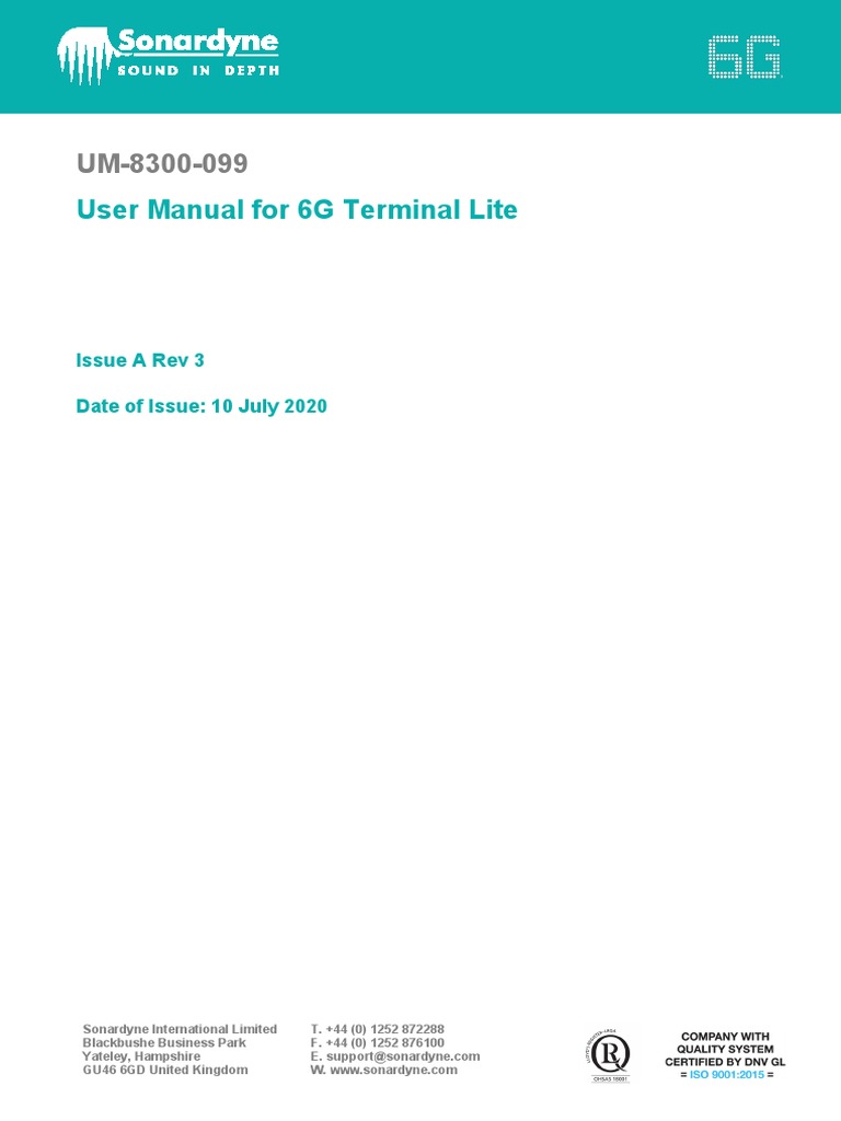 UM-8300-099 A3 User Manual For 6G Terminal Lite | PDF | Control Flow | Menu (Computing)
