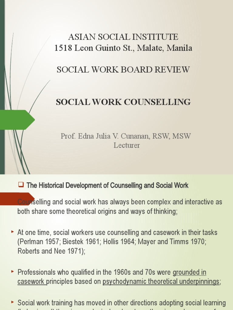 Counseling in Social Work - 2018 LECTURE | PDF | Psychotherapy | Gender ...