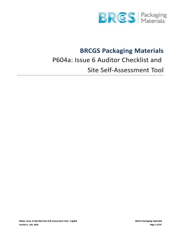Brcgs-Packaging-Materials-Issue-6-Check-List-Sa Prevodom | PDF | Business | Safety