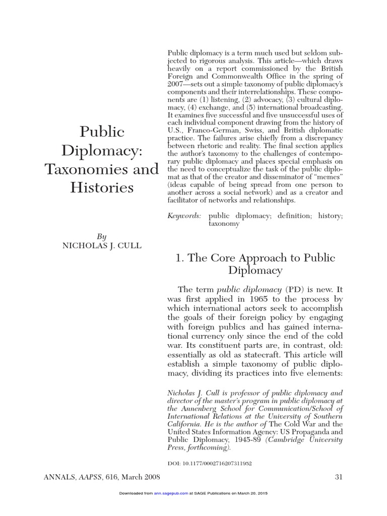 CULL Public Diplomacy Taxonomies and Histories 2008 | PDF