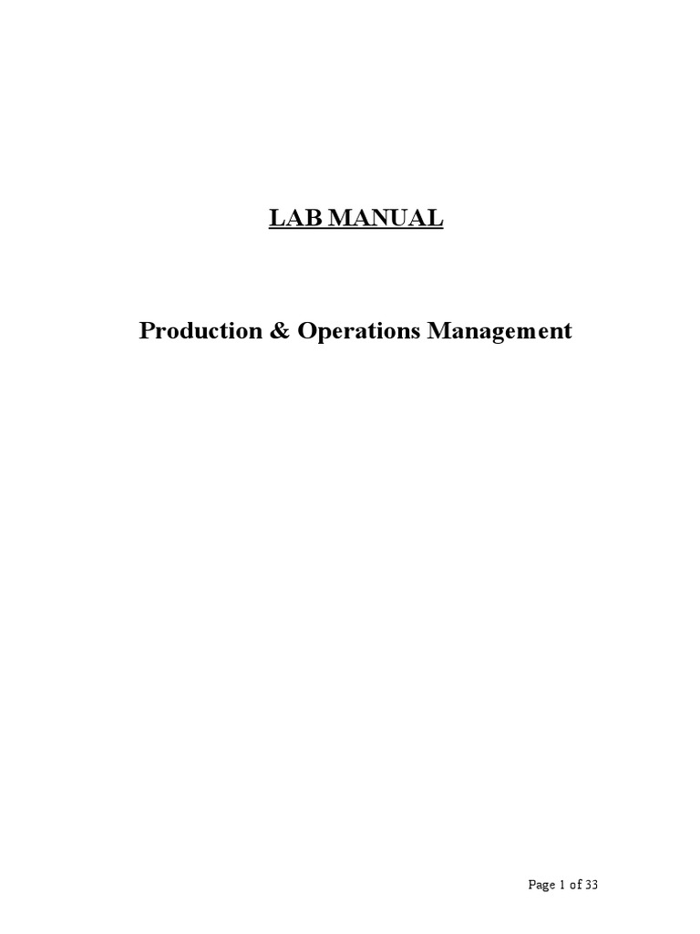 Me403.01 - Production and Operations Management - Lab Manual | PDF | Forecasting | Sampling ...