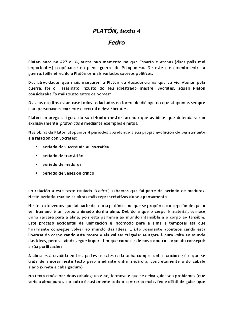 Platón y la teoría del alma en Fedro | PDF | Filosofía | Poesía