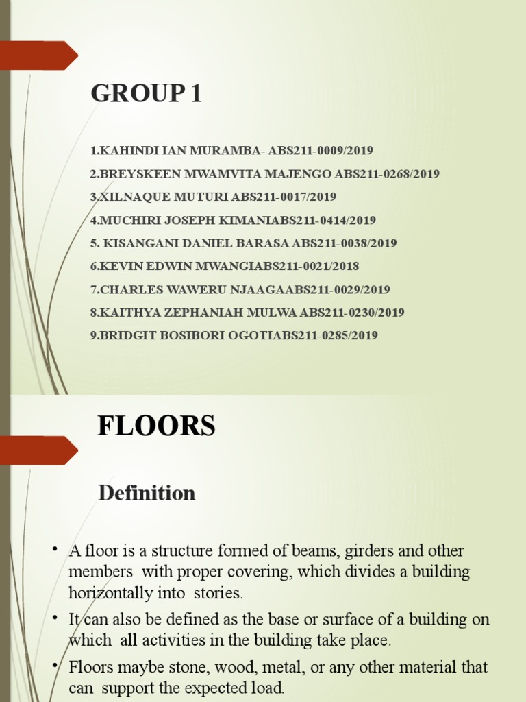 GRP 1 Building Tech. | PDF | Concrete | Framing (Construction)