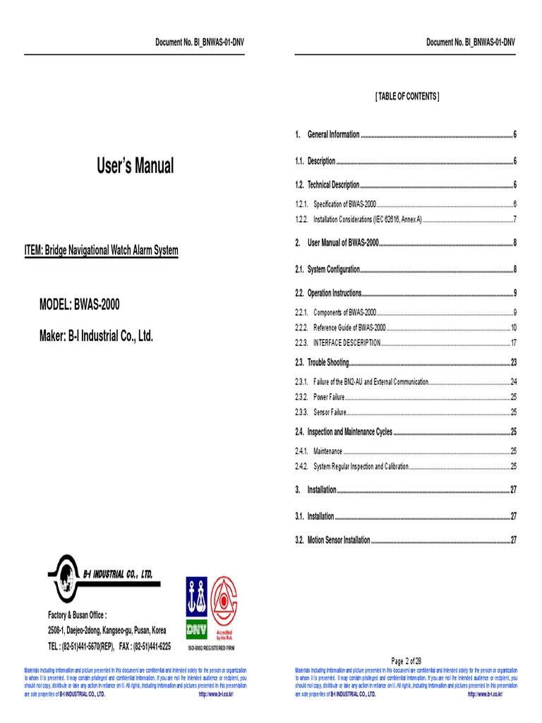BWAS-2000 User Manual | PDF