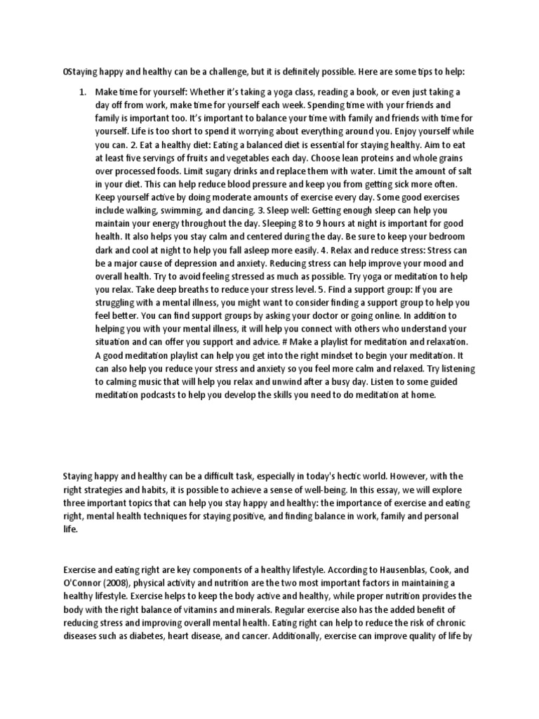 Tips for a Happy, Healthy Lifestyle | PDF | Mental Health | Healthy Diet