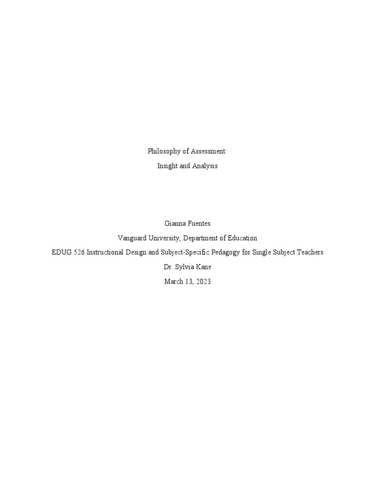 Philosophy of Assessment Gianna Fuentes | PDF