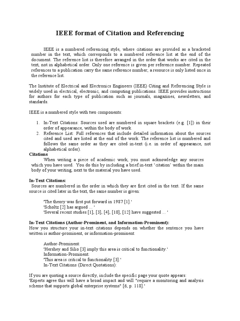 IEEE Format of Citation and Referencing: Citations | PDF | Citation ...