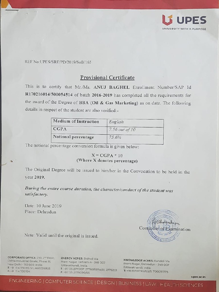Graduation Marksheet | PDF