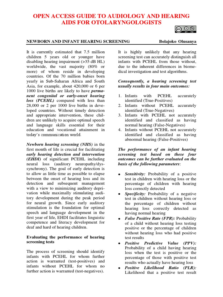 Audiology Guide: Newborn Hearing Screening | PDF | Hearing Loss | Medicine