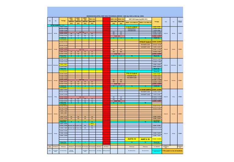 TIME Table Medical 2022-23 From 24 Apr To 30 Apr | PDF