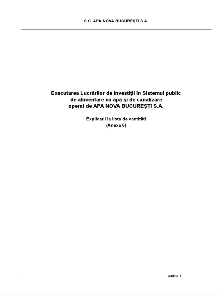 Anexa NR 6 - Explicatii La Lista de Cantitati | PDF