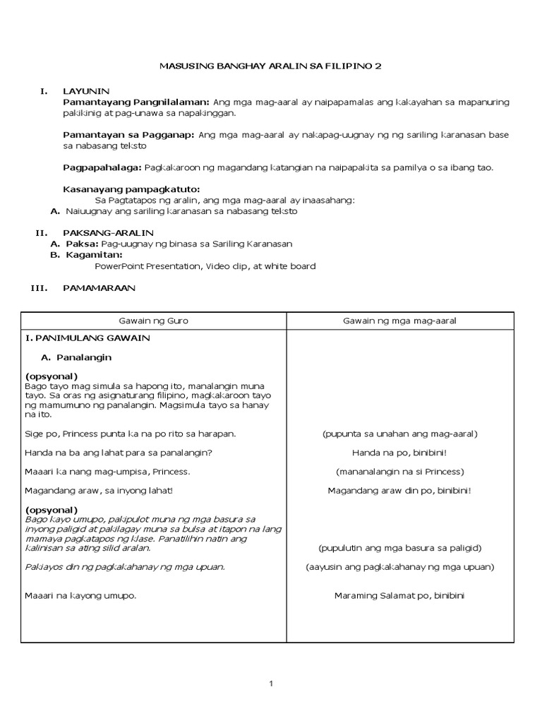 DAY 5 (FILIPINO) DLP IN GRADE 2 Pag-Uugnay NG Binasa Sa Sariling ...