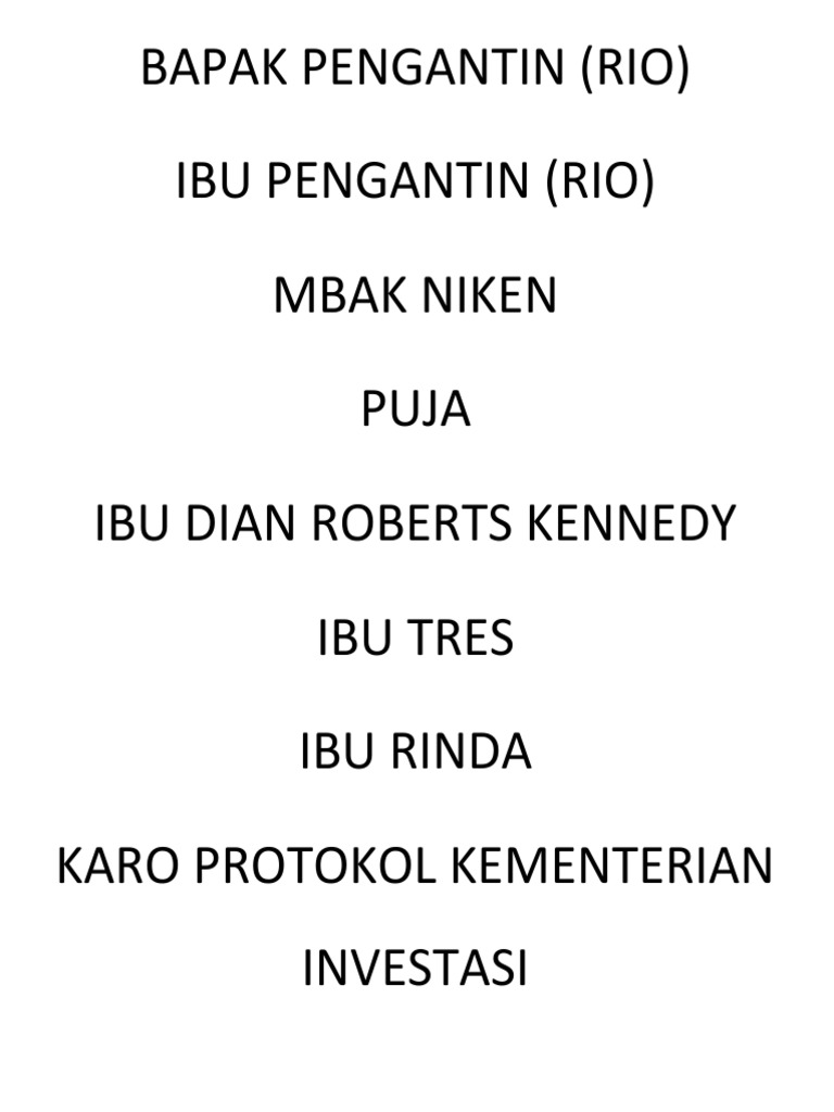 Bapak Pengantin (Rio) Ibu Pengantin (Rio) Mbak Niken Puja Ibu Dian Roberts Kennedy Ibu Tres Ibu ...