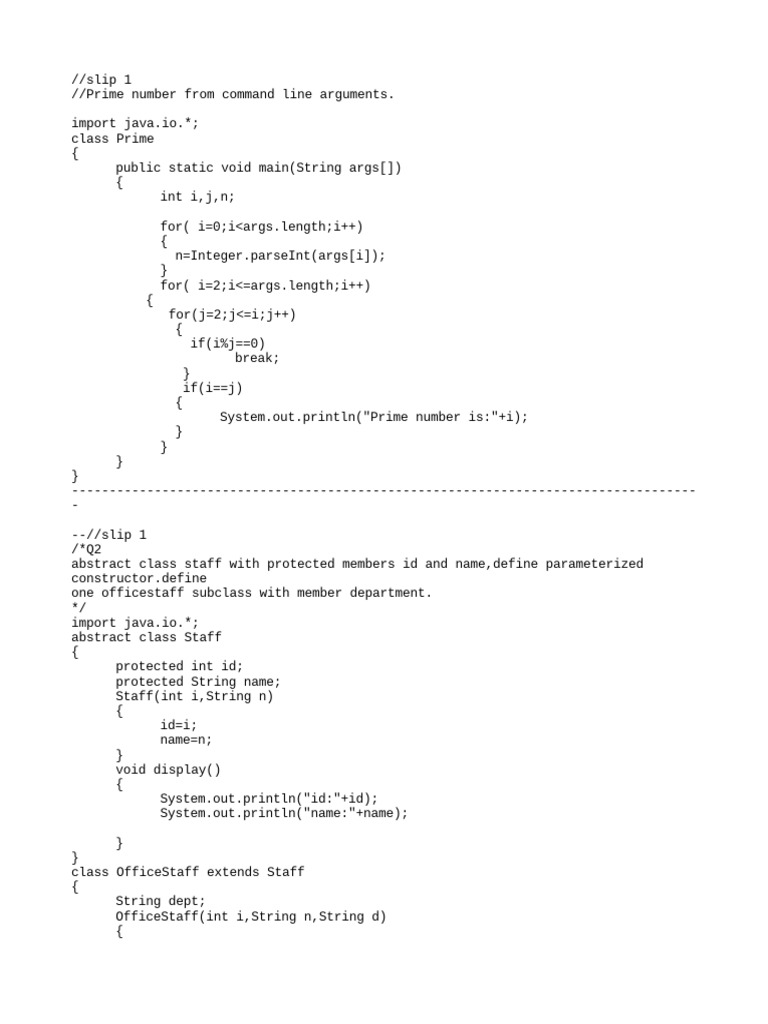 Java Slip Programs Pdf Constructor Object Oriented Programming Programming
