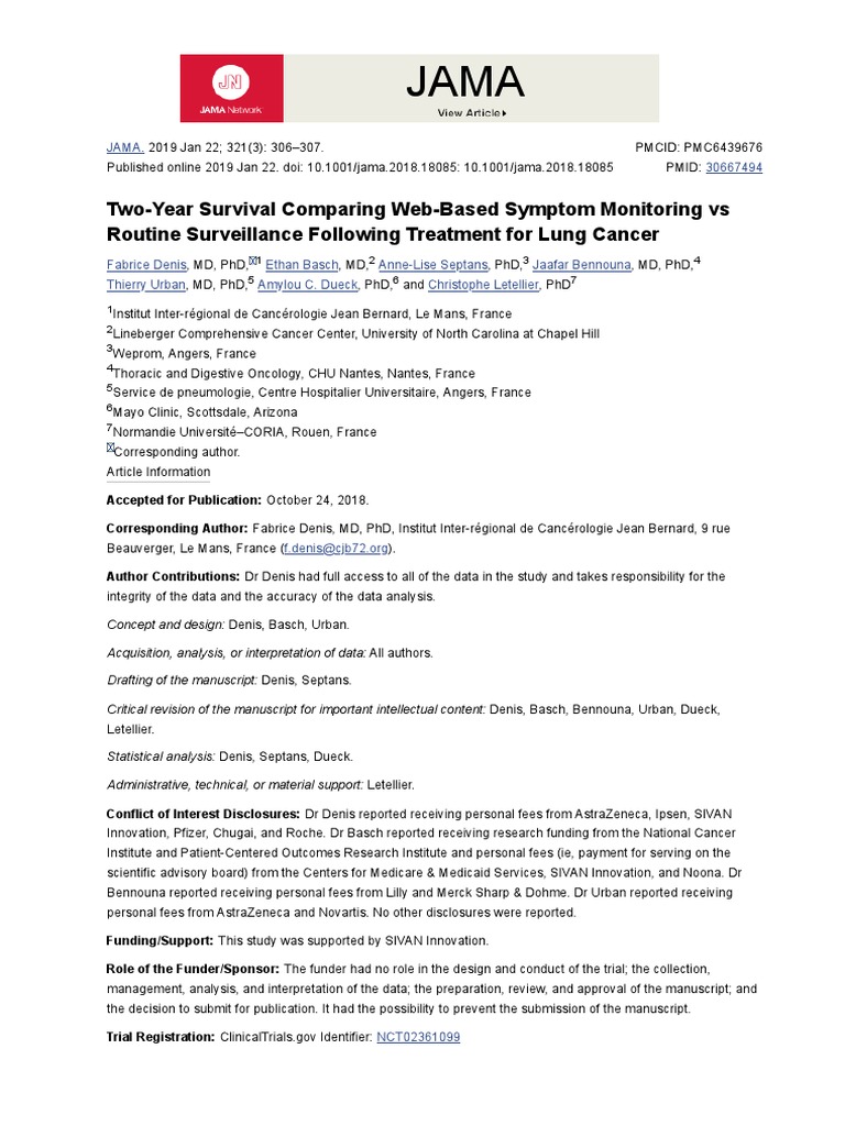 Two-Year Survival Comparing Web-Based Symptom Monitoring Vs Routine ...