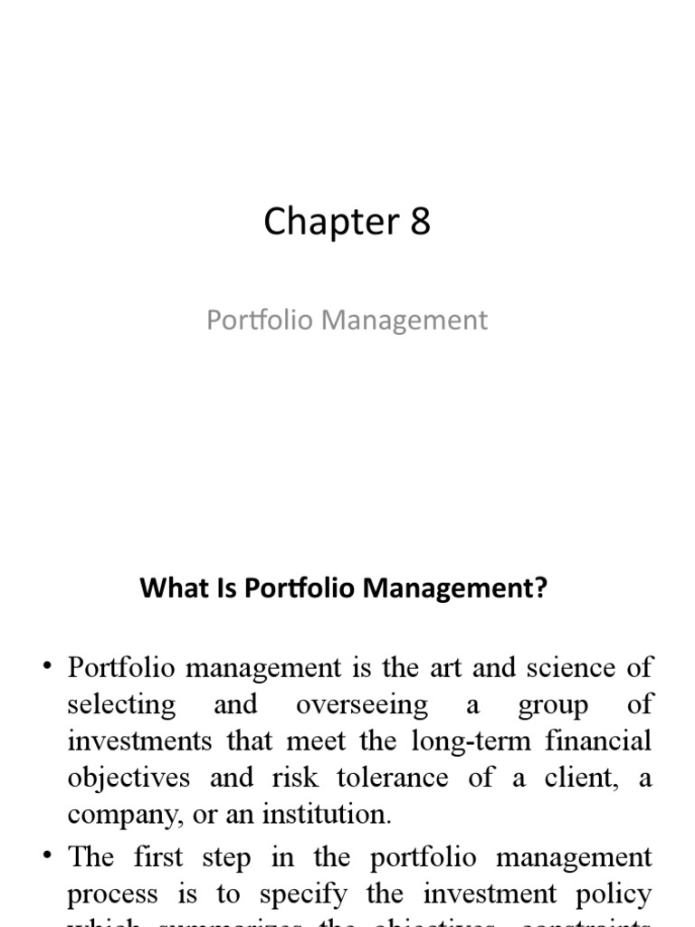 Portfolio Management Pdf Sharpe Ratio Investing