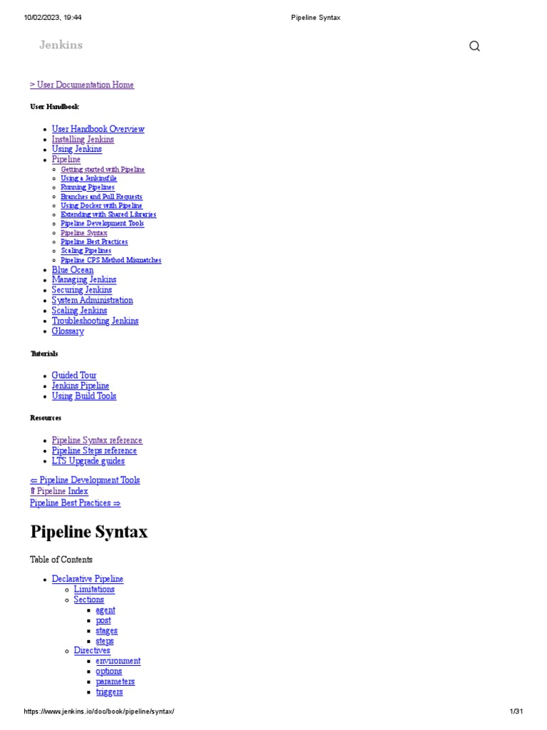Pipeline Syntax | PDF | Parameter (Computer Programming) | Regular ... Pipeline Syntax | PDF | Parameter (Computer Programming) | Regular ...