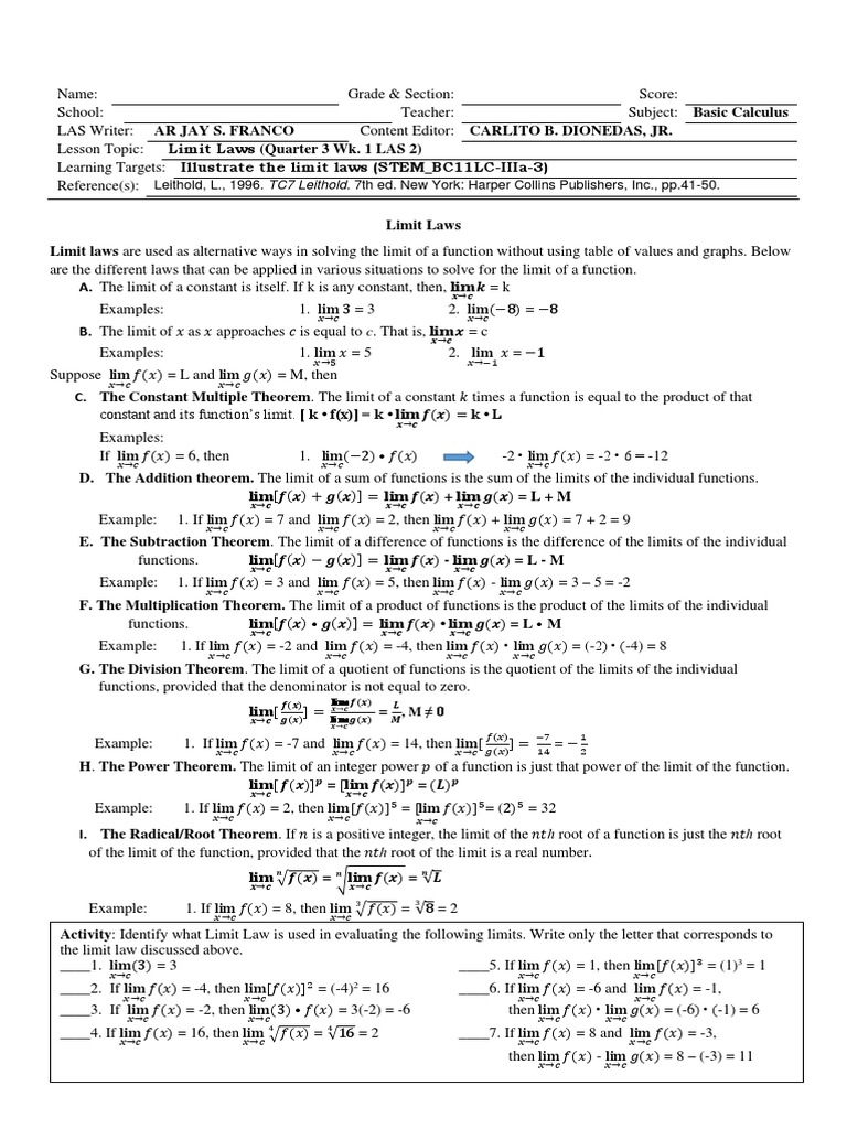 Basic Calc Q3 WK1 Las2 | PDF Basic Calc Q3 WK1 Las2 | PDF